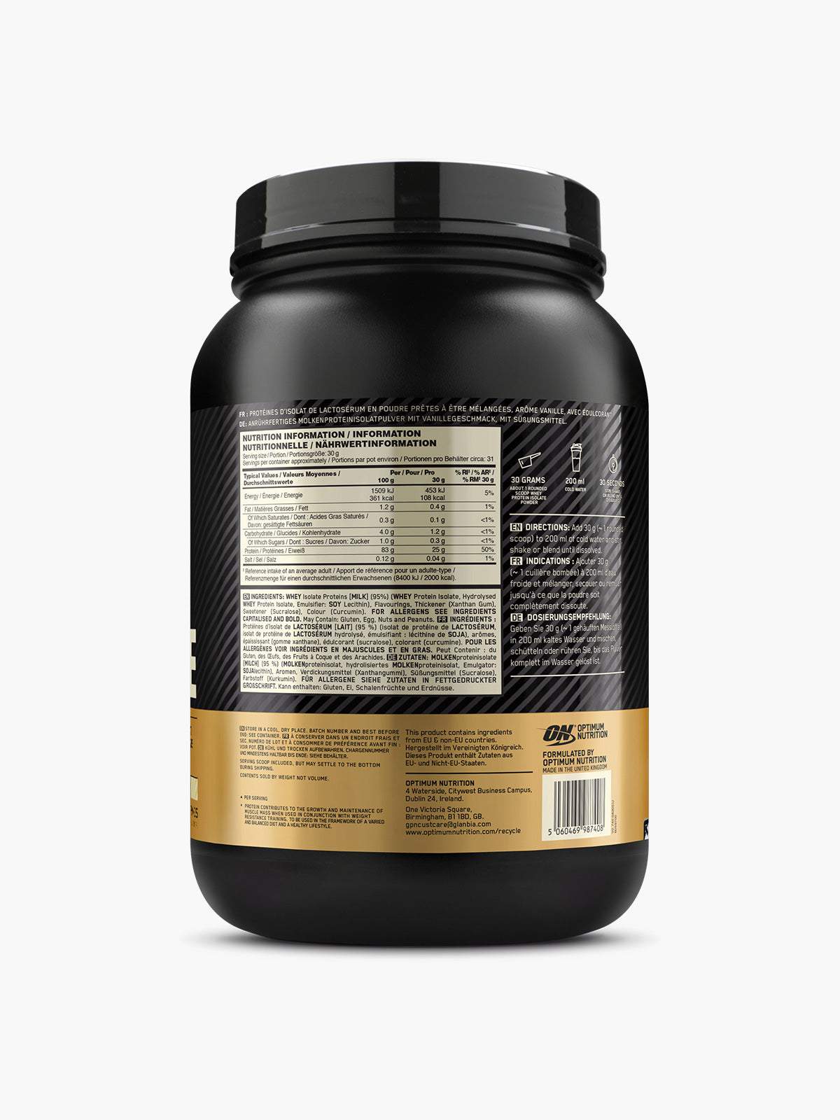 Gold Standard 100% Isolate: Premium Whey Protein | 25g Protein/Serving